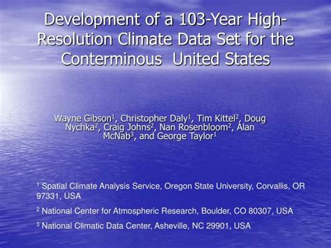 ppt development of a 103 year high resolution climate data set for the conterminous united