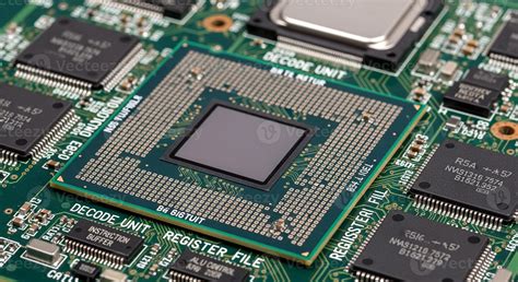 Advanced Microprocessor Technology On A Green Circuit Board 70587551