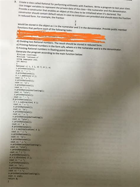 Solved 3 Create A Class Called Rational For Performing