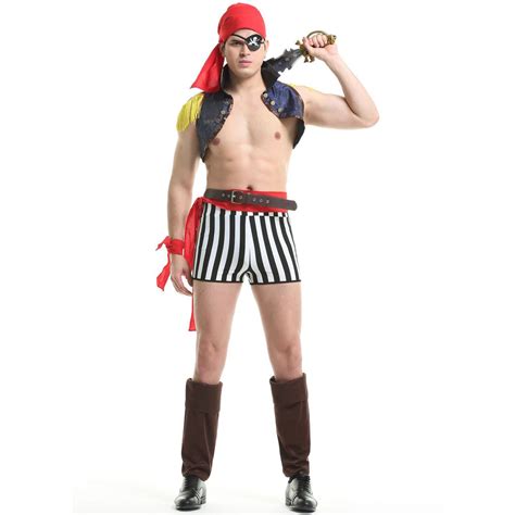 Mens Sexy Night Club Exotic Pirate Halloween Costumes Cosplay Outfits