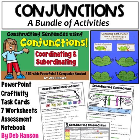 Coordinating And Subordinating Conjunctions Bundle Combining Sentences Worksheets