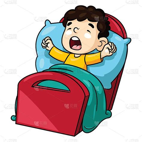 卡通儿童醒来素材 花瓣网