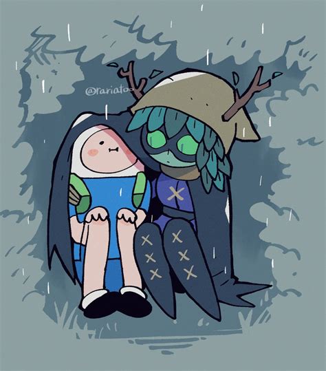 finn the human and huntress wizard adventure time drawn by rariatto