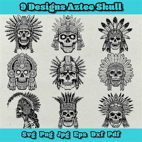 Aztec Skull Svg Bundle Ancient Aztec Skull Warrior Svg Aztec Woman