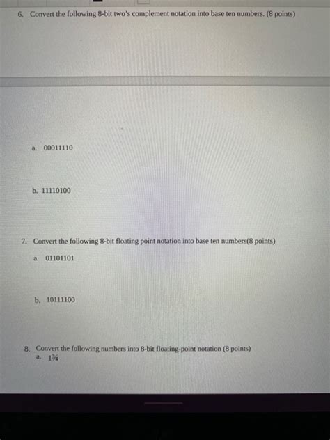 Solved 1 Convert The Following Binary Numbers Into