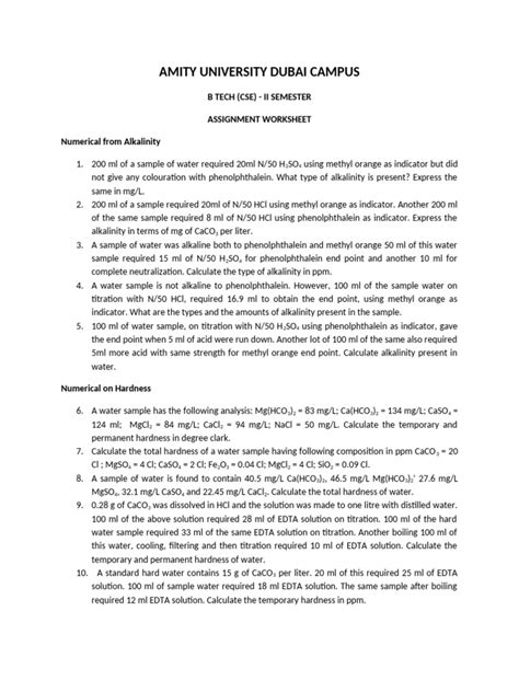 Assignment Engg Chemistry Cse Pdf