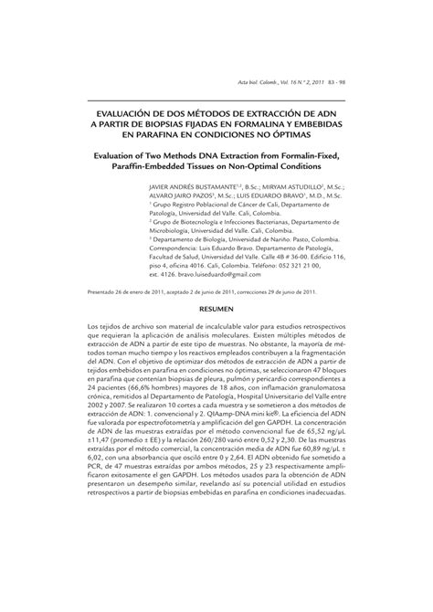 Pdf Evaluation Of Two Methods Dna Extraction From Formalin Fixed Paraffin Embedded Tissues On