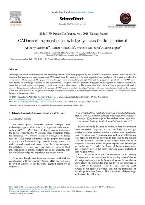 Pdf Cad Modelling Based On Knowledge Synthesis For Design Rational