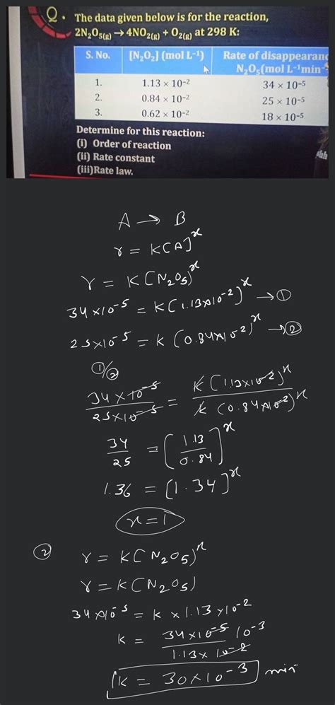 The Data Given Below Is For The Reaction 2 Mathrm N 2 Mathrm O 5m
