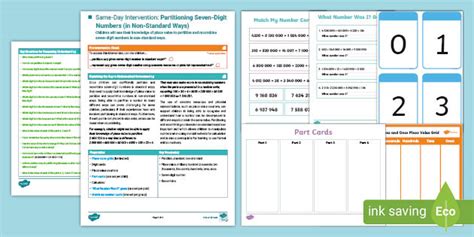 👉 Y6 Intervention Partitioning 7 Digit Numbers Non Standard