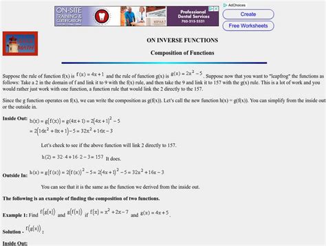 S O S Math Composition Of Functions Activity For 9th 10th Grade Lesson Planet