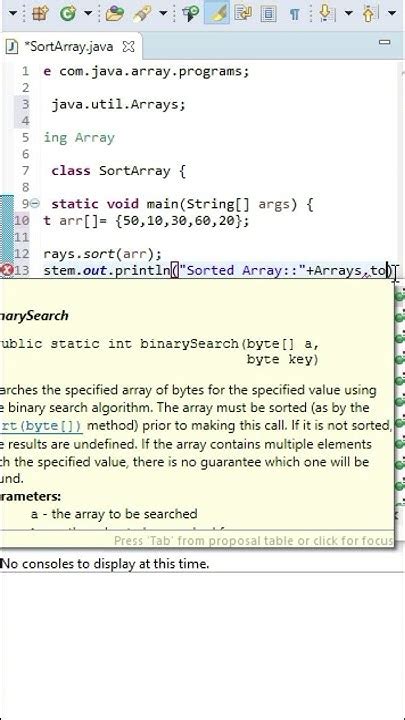 Java Program To Sort The Elements Of An Array In Ascending 🤔🤔😎😎shorts Youtubeshorts