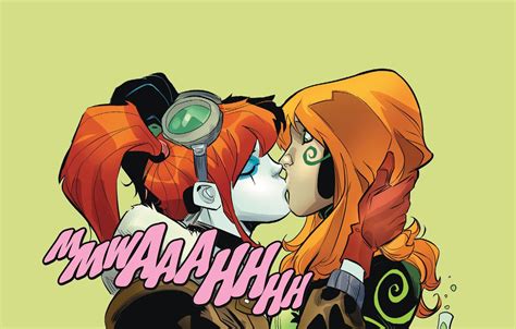 Wallpaper Girls Kiss Glasses Comic Red Girls Harley Quinn Dc