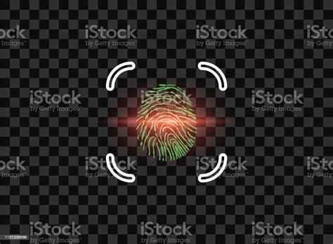 지문 프레임 레이저 스캐닝과 전자 식별 컴퓨터 기술 어두운 배경에 고립 된 벡터 추상 디자인 요소입니다 감시에 대한 스톡 벡터 아트 및 기타 이미지 Istock