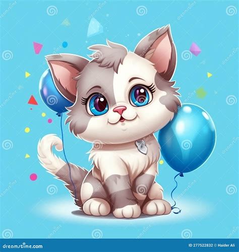 Cute Cartoon Ragdoll Cat Birthday Character Generative Ai Stock