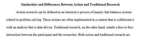 Solved Identify Similarities And Differences Between Action Research