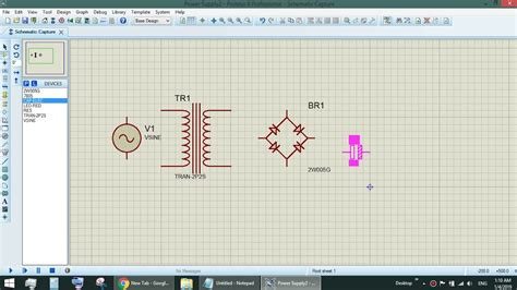 5v Dc Power Supply Using Lm7805 Regulator Proteus Simulation Youtube