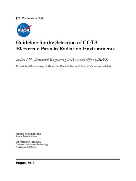 Guideline For The Selection Of Cots Electronic Parts In Radiation Environments Pdf Field