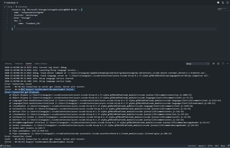 Bicep Language Server Crashing In Vs Code · Issue 832 · Azurebicep · Github