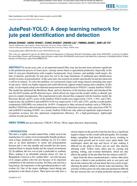 Pdf Jutepest Yolo A Deep Learning Network For Jute Pest Identification And Detection