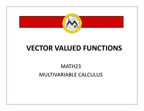 L5 Vector Valued Function Vector Valued Functions Math Multivariable