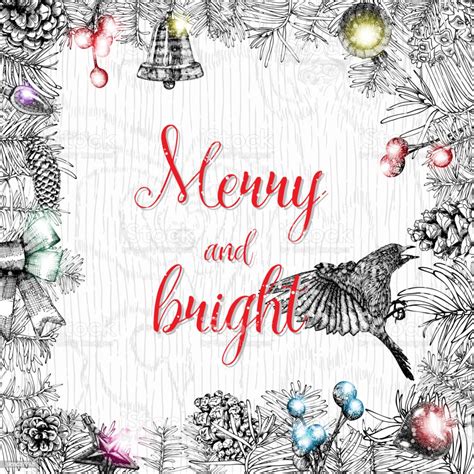 메리와 밝은 크리스마스 인사말 카드 브러시 서 예 Handdrawn 축 하 배경에서 임의의 눈송이와 빨간 종류 개념에 대한 스톡