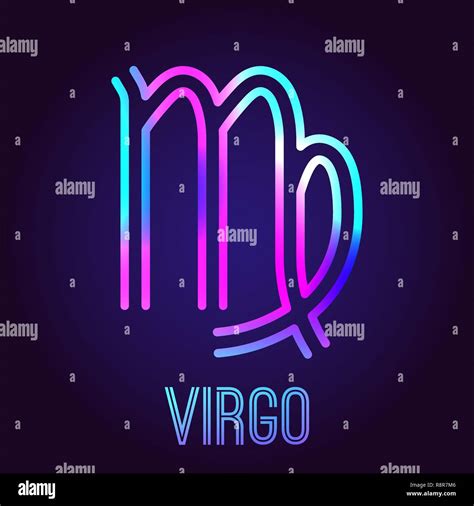 Doncella Signo Del Zodíaco El Neón Multicolor Insignia Brillante