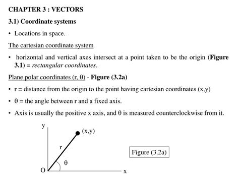 Ppt Chapter 3 Vectors 31 Coordinate Systems Locations In Space The Cartesian Coordinate
