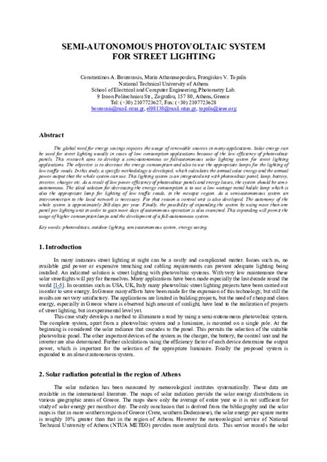 Pdf Semi Autonomous Photovoltaic System For Street Lighting
