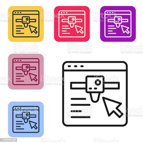 흰색 배경에 격리된 검은색 라인 3d 프린터 설정 아이콘입니다 3d 프린팅 색상 정사각형 단추로 아이콘을 설정합니다 벡터 3차원 형태에 대한 스톡 벡터 아트 및 기타 이미지