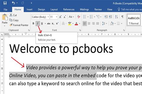 Italic Font In Ms Word Pelajaran