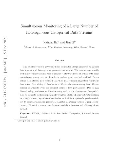 Pdf Simultaneous Monitoring Of A Large Number Of Heterogeneous