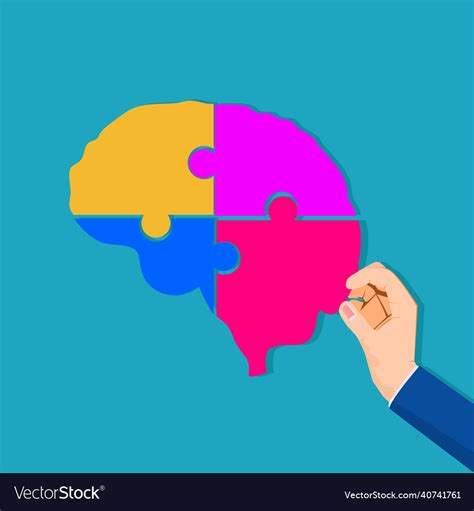 A Businessman Solves Brain Puzzle Connect Ideas Vector Image