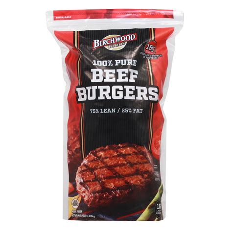 Great Value Beef Burgers 85 Lean15 Fat 12 Count Lbs Frozen