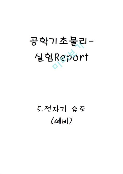 물리학실험 레포트 보고서 전자기유도예비물리화학실험과제