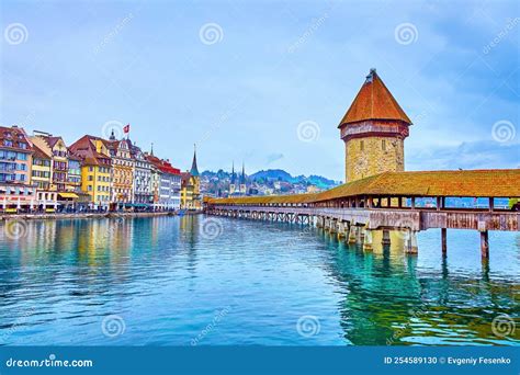 Kapellbrucke Bridge And Wasserturm Tower Are The Medieval Architectural Pearls Of Old Town On