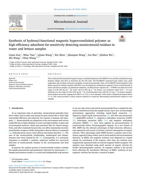 Pdf Synthesis Of Hydroxyl Functional Magnetic Hypercrosslinked Polymer As High Efficiency