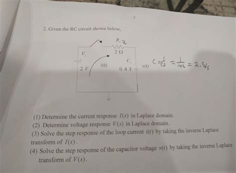 Solved Given The RC Circuit Shown Below R A C Is Chegg Com