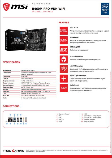 Msi B M Pro Vdh Wifi Lga Motherboard Pcd International