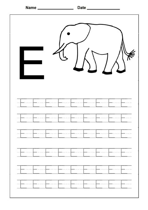 Letter E Trace Sheets
