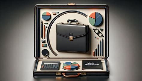 Briefcase And Pie Chart Border Frame With Market Segmentation Text And Copy Space Concept As A