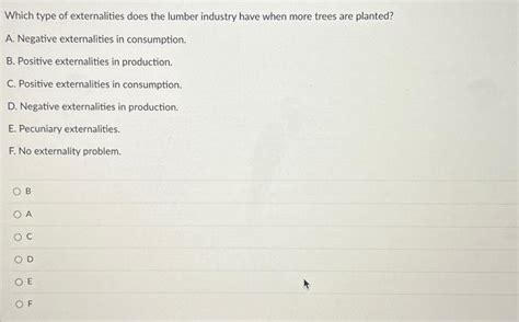 Solved Which Type Of Externalities Does The Lumber Industry