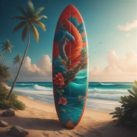 Beautiful Surfboard Painting On The Beach