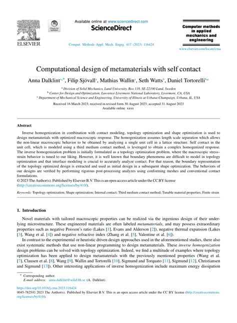Pdf Computational Design Of Metamaterials With Self Contact
