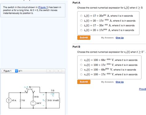 Solved The Switch In The Circuit Shown In Figure 1 Has