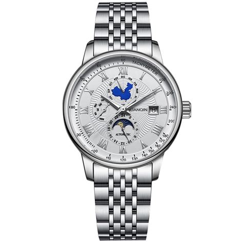 Guanqin Men Calendar Moon Phase Multifunctional Vintage Wristwatch