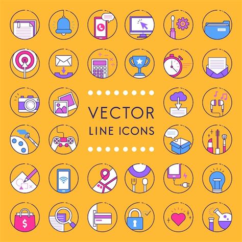 벡터 라인 컬렉션의 그림 무료 벡터