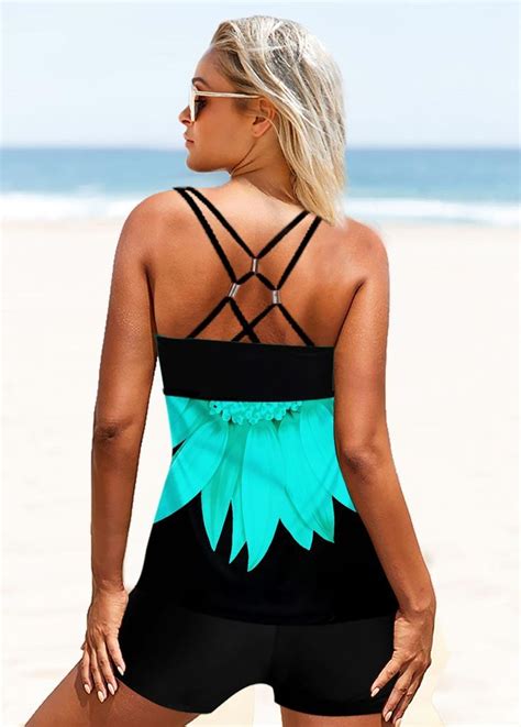 Wide Strap Cross Strap Printed Takini Set Bathing Suit Bikini Chic Swimwear Flattering