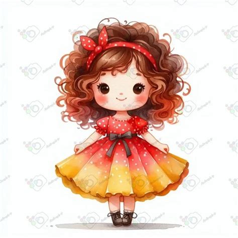 خرید و قیمت بک گراند کودکانه دختر با نمک با پیراهن خال خالی زرد و قرمز