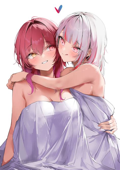 Rule 34 2girls Q Absurdres Afterglow Arms Around Neck Bed Sheet